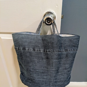 B1 Denim Jean Basket,round Coutry/farmhouse Bucket Bag for Knitting ...