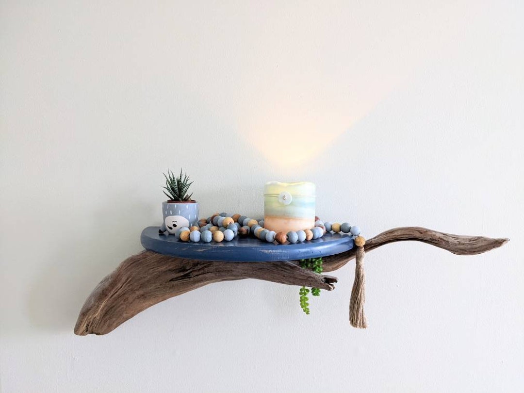 S106 31" Driftwood Floating Shelf,blue Coastal/nautical/lake Theme ...