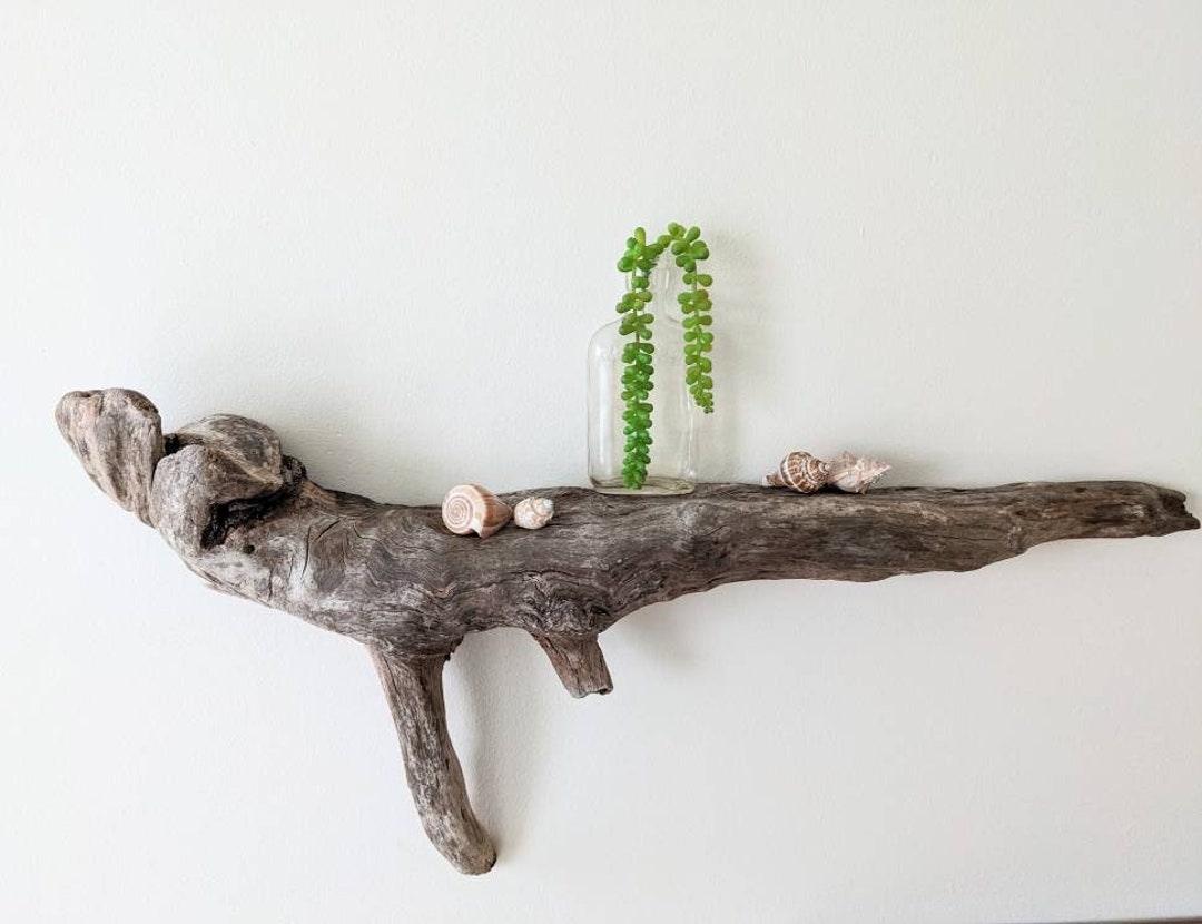 S122 32" Large Driftwood Floating Wood Shelf,natural Accent Shelf for ...