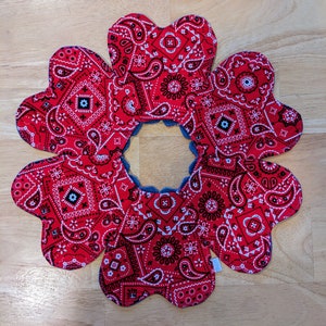 Lovely 15" Quilted Denim/red Bandana,table Runner/doilie/table Center ...