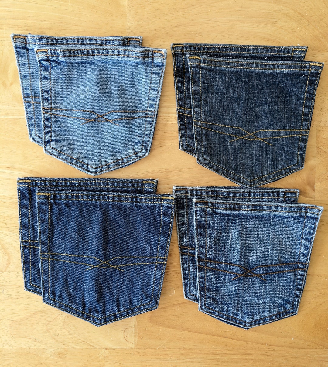 7. 4 Sets of Denim Jean Back Pockets for Crafting,placemats,silverware ...