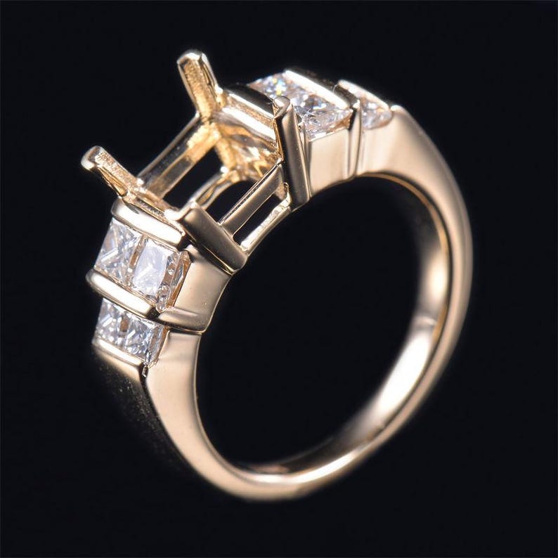 Art Deco Sterling Silver Semi Mount Engagement Ring Setting (8mm Stone ...