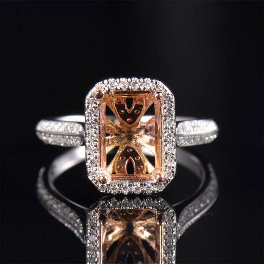 Vintage Inspired Emerald Cut Semi Mount Ring: 925 Sterling Silver - Etsy