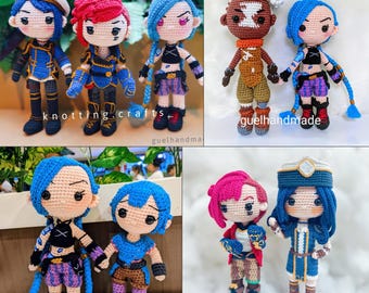 Custom Arcane Crochet Doll Vi, Jinx, Caitlyn, Jayce, Viktor LOL Plush ...
