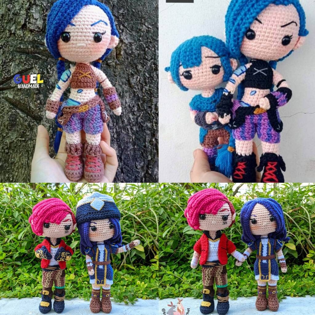 Arcane Jinx Vi Caitlyn Silco Powder Crochet Plush Doll DM to - Etsy ...