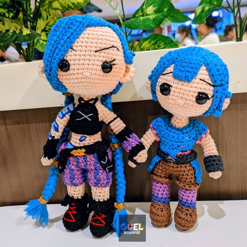 Arcane Jinx Vi Caitlyn Silco Powder crochet plush doll - Etsy España