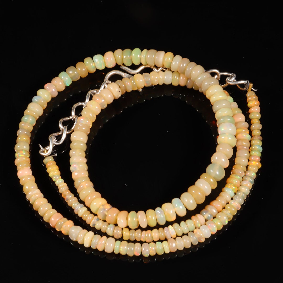 Ethiopian Opal Bead Necklace | Natural Gemstone Jewelry 2x4 Mm 27.20 ...