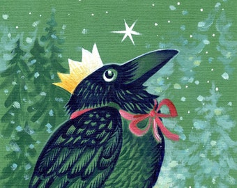 Christmas Crow Card - Etsy