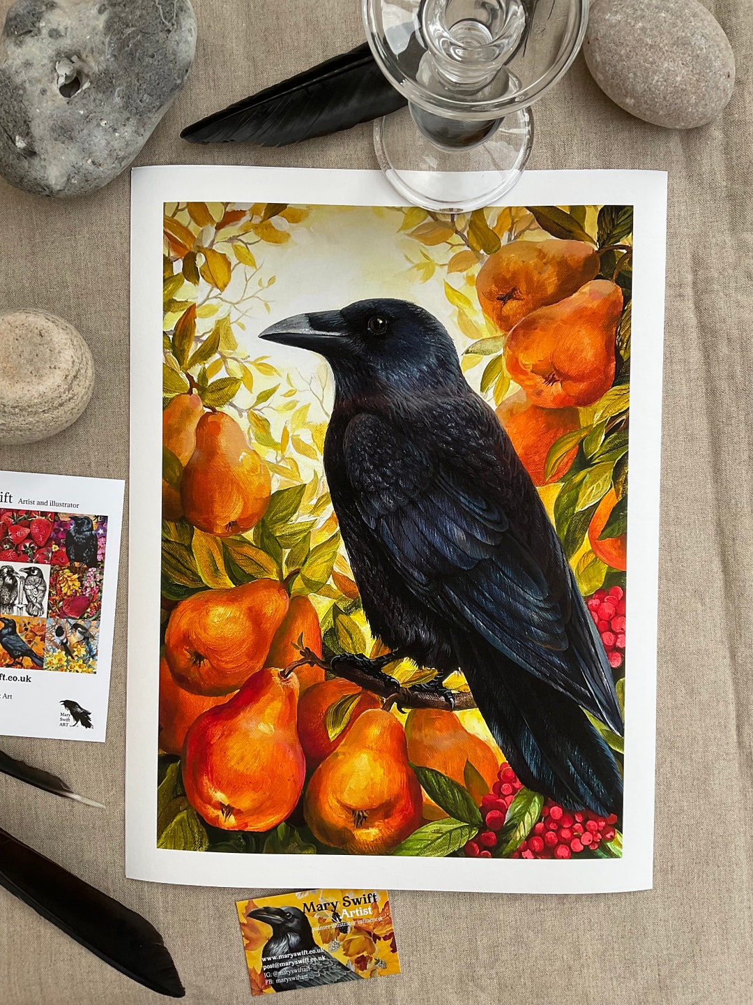 Giclee Print Autumn Crow, Crow Art by Mary Swift, Crow Print, Autumn ...