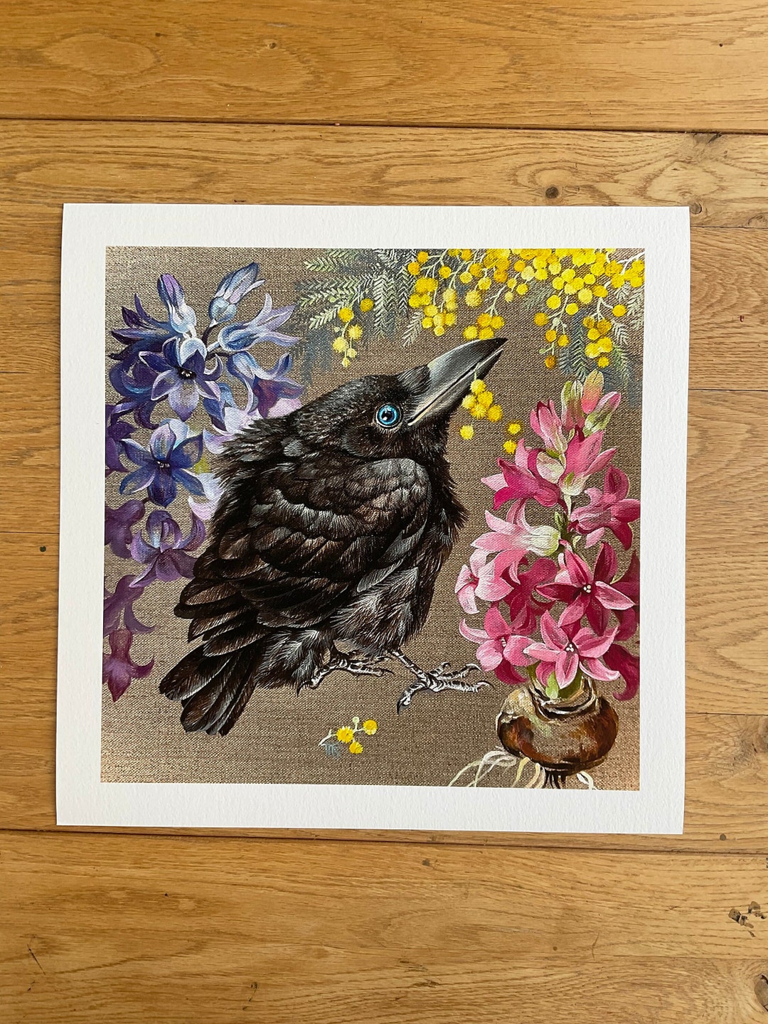 Baby Crow Art Print, Crow Print, Cute Crow Art, Crow Art, Blue Eyes ...