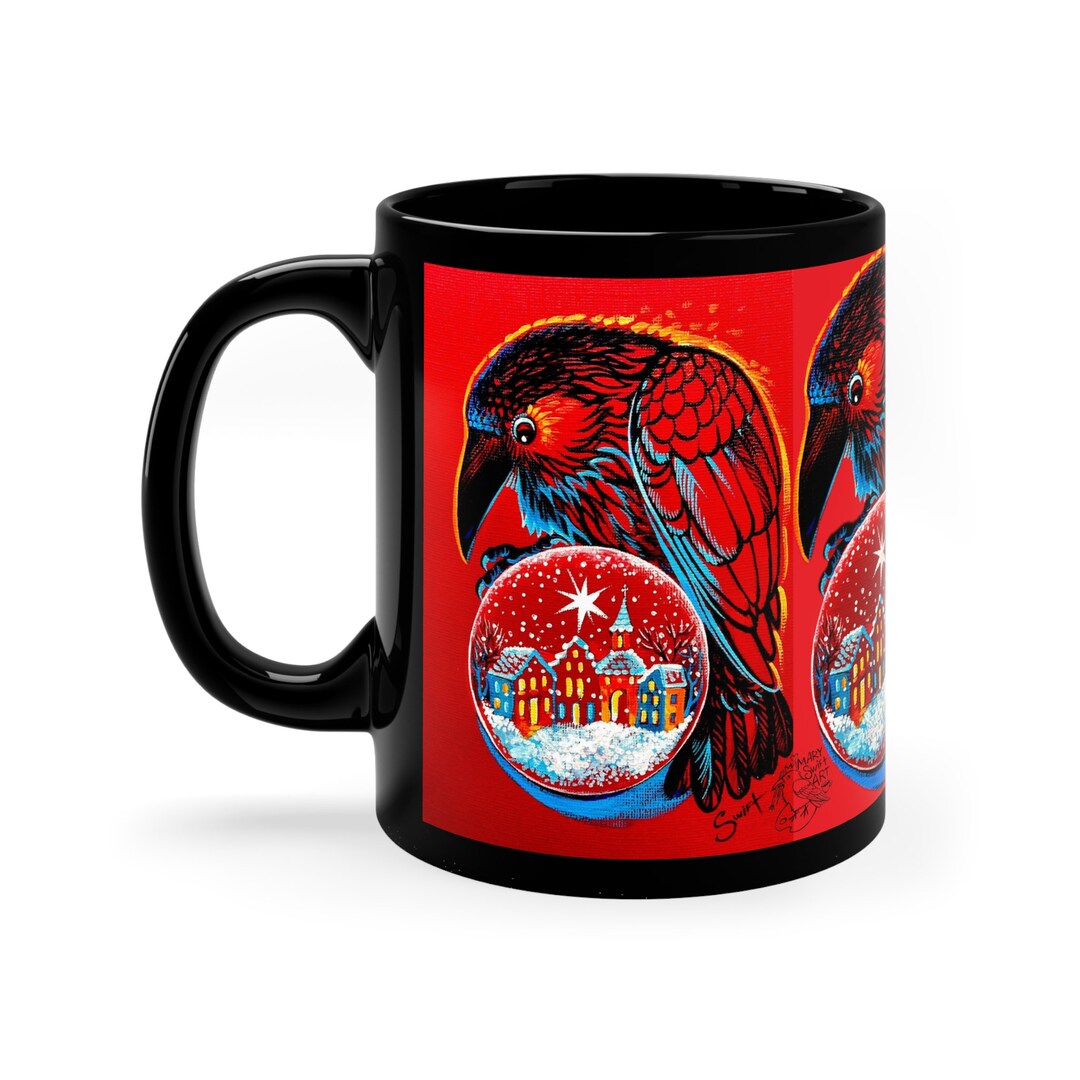 Epiphany Raven Mug, Red Raven Mug 11oz Black Mug, Follow the Star ...