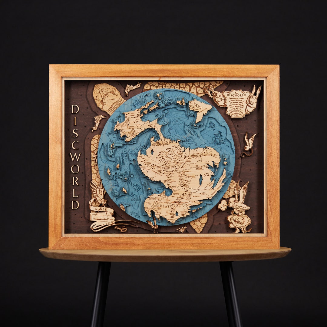 Wooden 3D Flat World Map Fantasy Adventure Wood Wall Decor Collectible ...