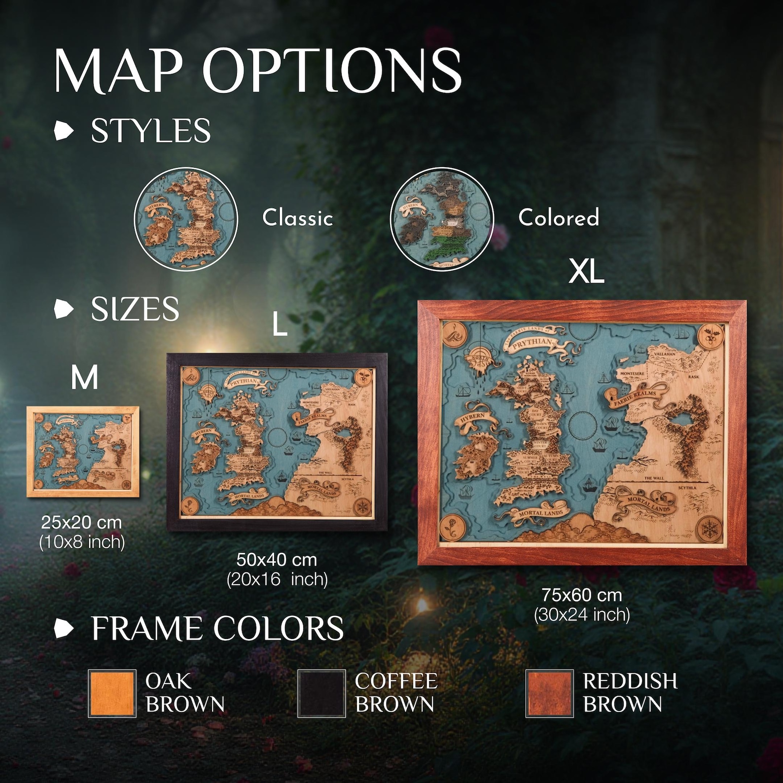 3d WOODEN ACOTAR MAP in Natural Color - Custom Map of Prythian Acotar ...
