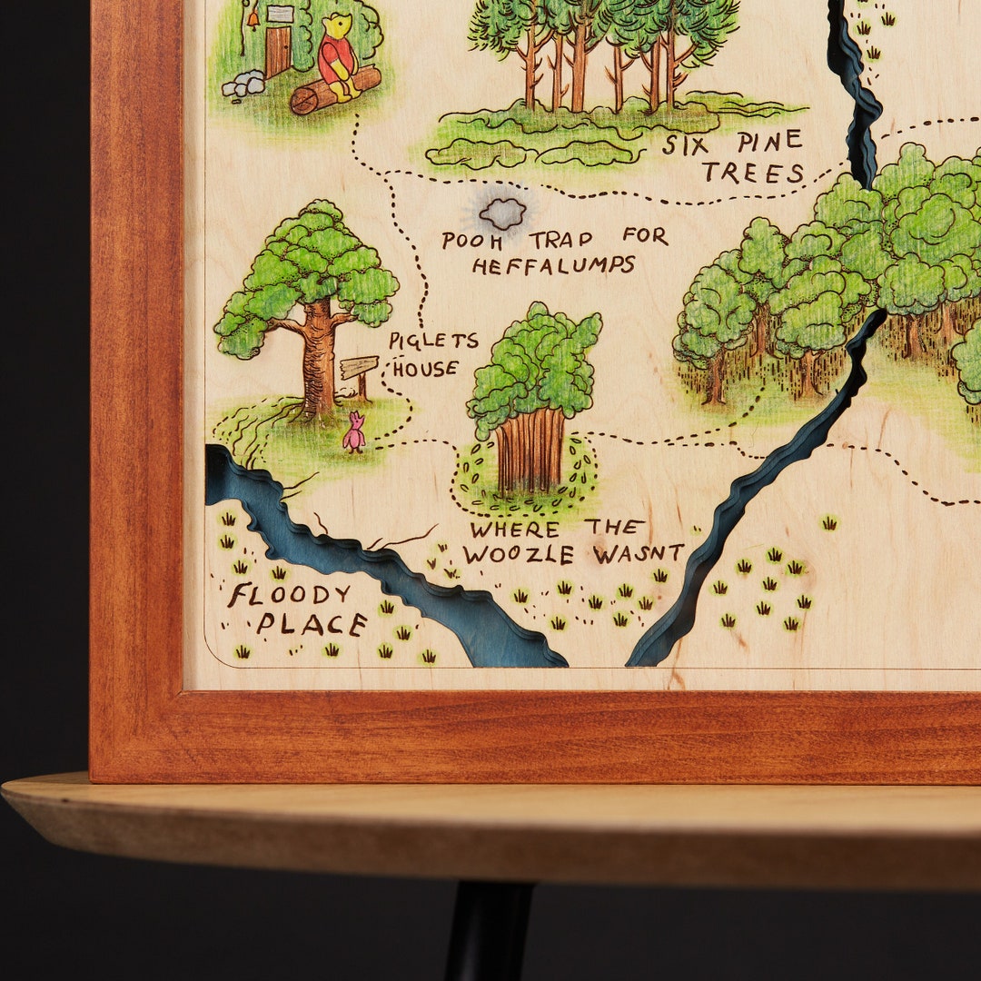 Wooden 3D Winnie the Pooh Map - Etsy