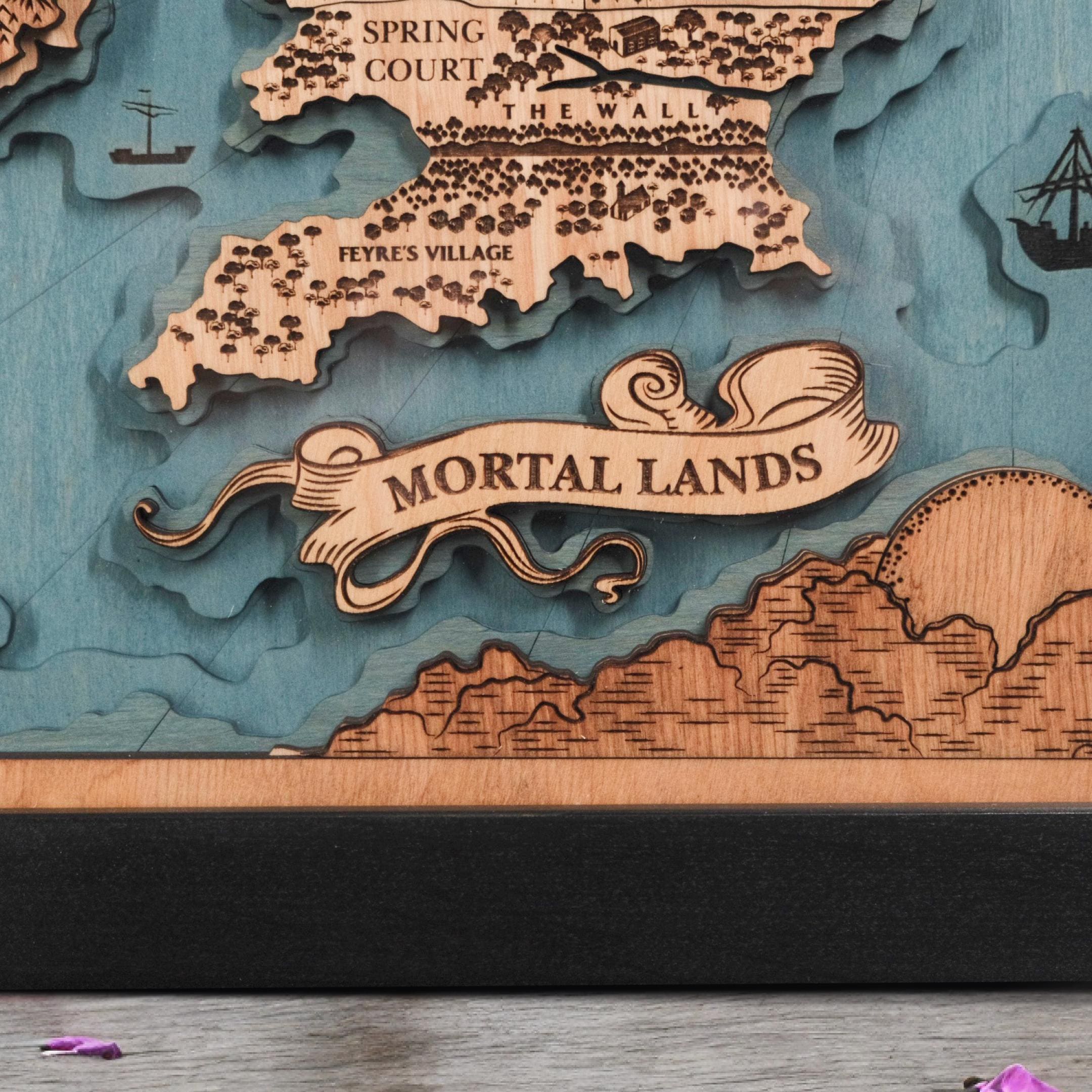 3d WOODEN ACOTAR MAP in Natural Color - Custom Map of Prythian Acotar ...