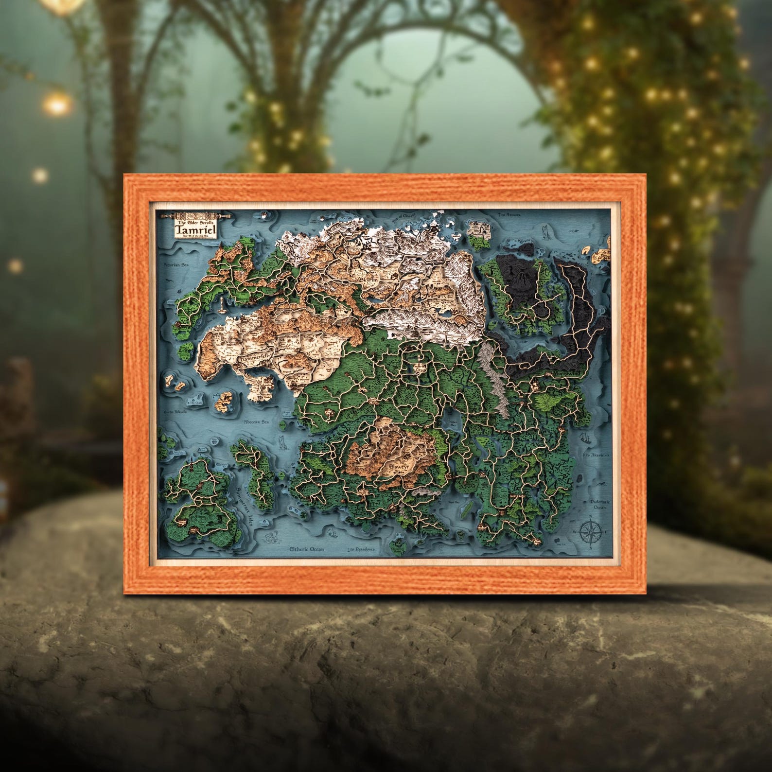 3D Wooden ESO Fantasy Map - Custom Fantasy Room Decor - Handcrafted ...