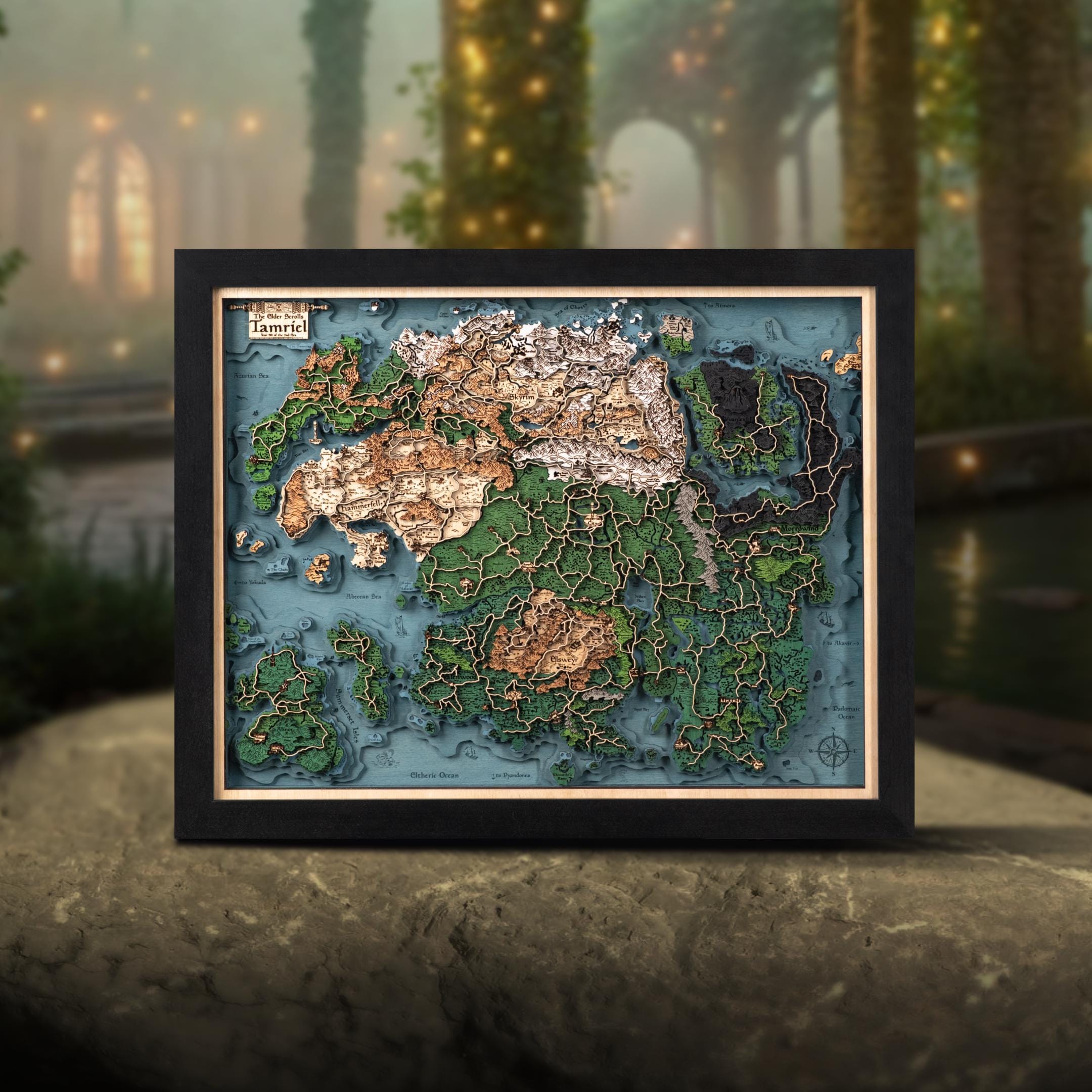 3D Wooden ESO Fantasy Map - Custom Fantasy Room Decor - Handcrafted ...