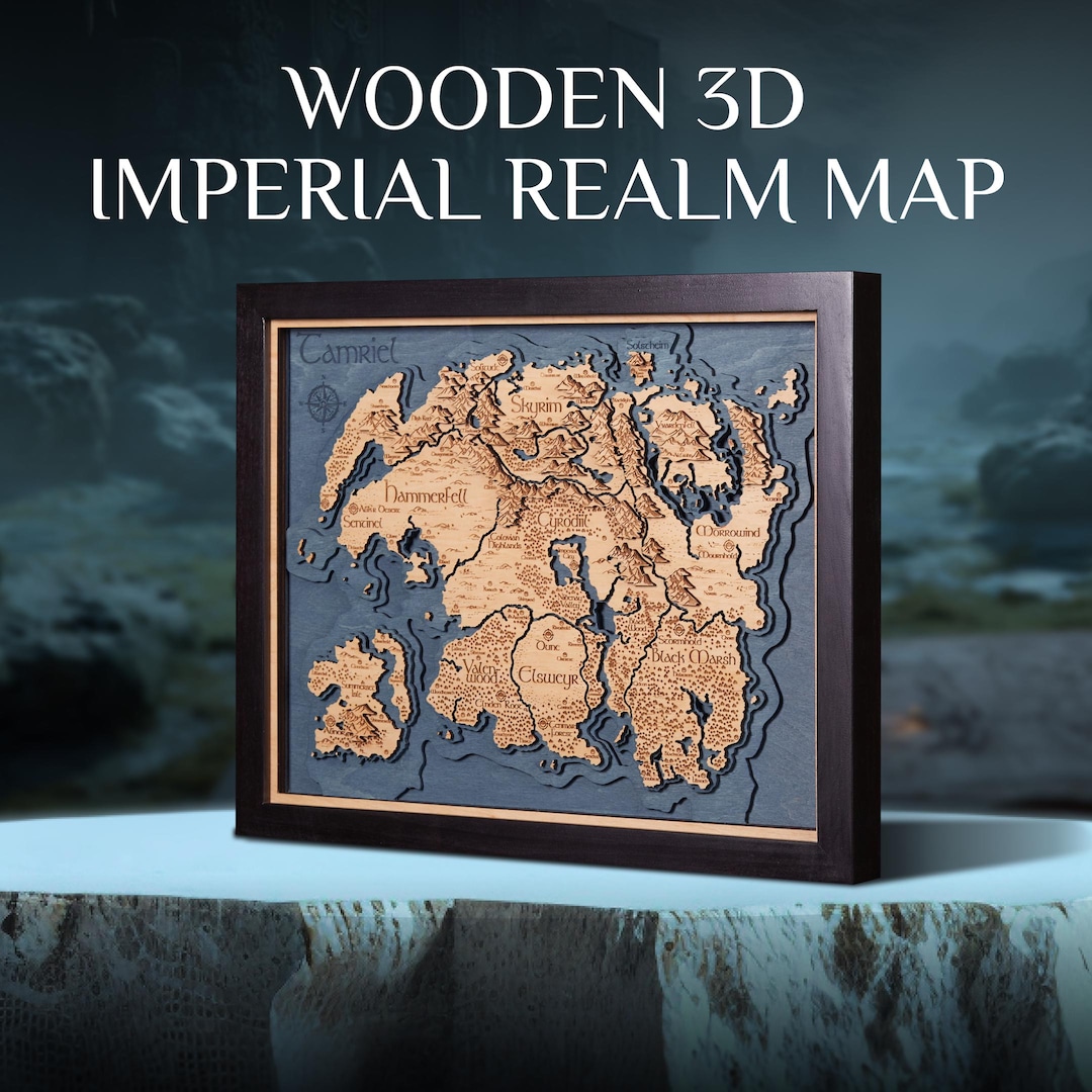 Wooden 3D Imperial Realm Map - Personalised Gifts for Gamers - Unique ...