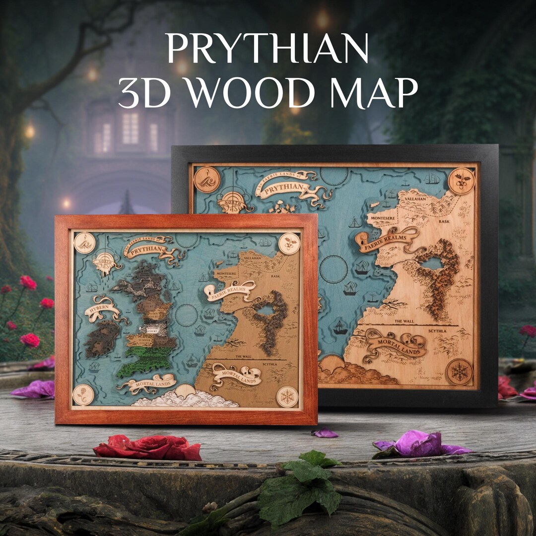 3d WOODEN ACOTAR Rustic Wall ART - Handcrafted Wooden Map of Prythian ...