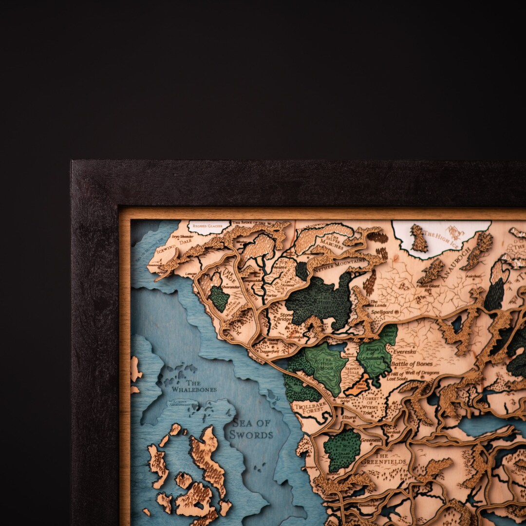 3D Enchanted Continents Wood Map, Personalised DND Wood Map, Coolest ...