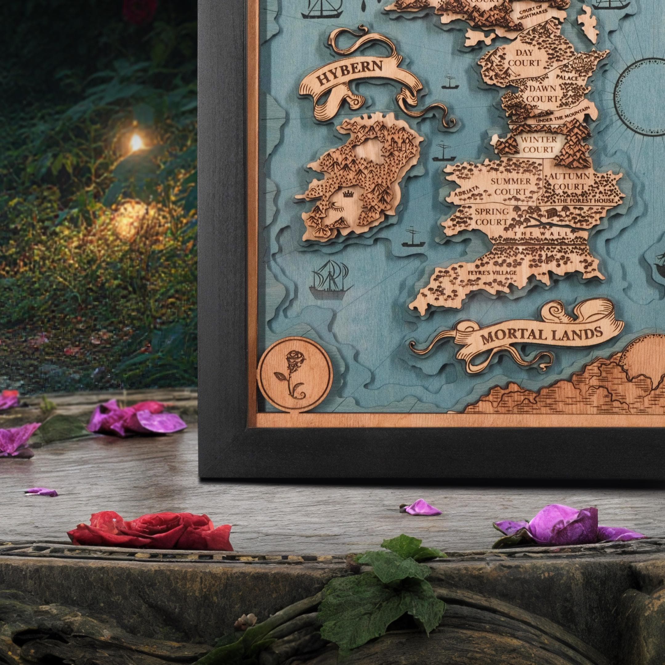3d WOODEN ACOTAR MAP in Natural Color - Custom Map of Prythian Acotar ...