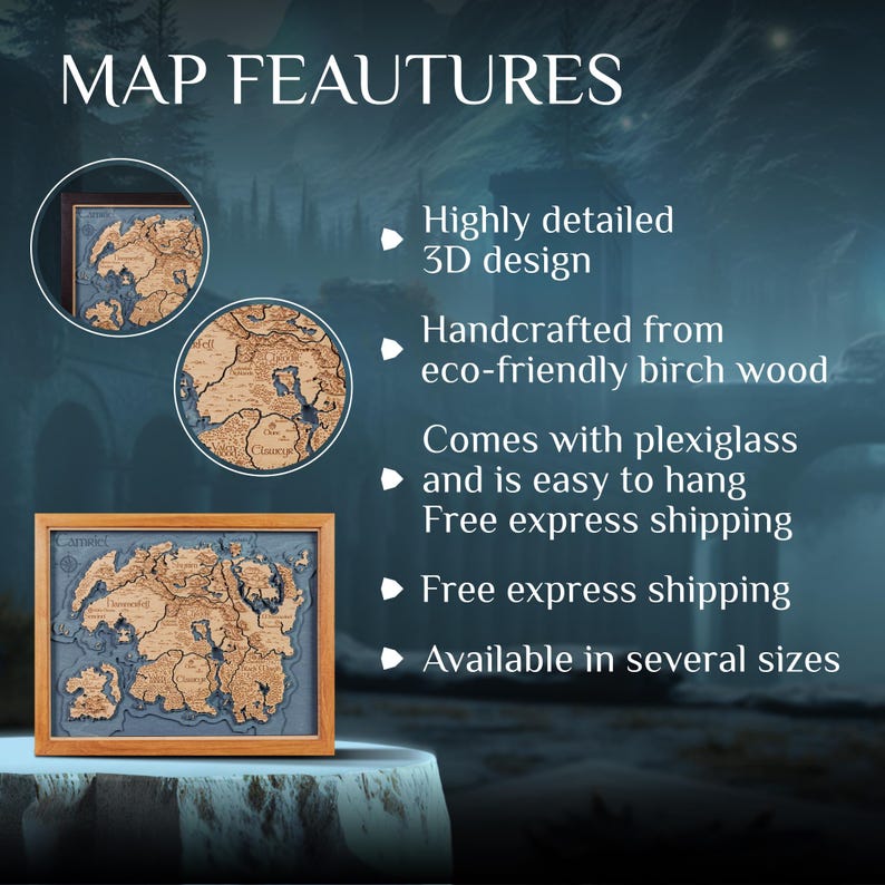 Wooden 3D Map of the Kingdoms of Shadows - Personalized Tog-inspired ...
