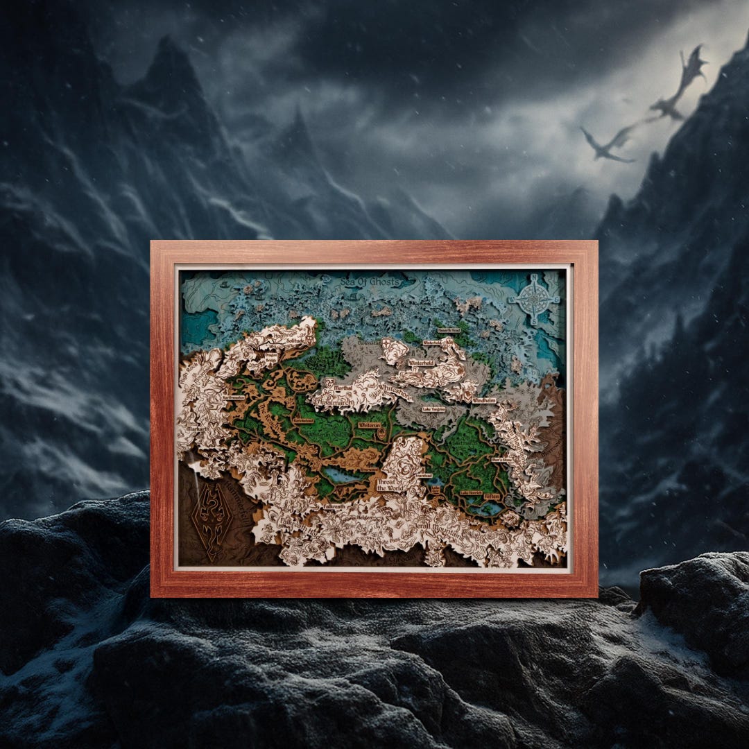 Realm of the Nords Custom Map - 5th Wedding Anniversary Gift for Gamer ...