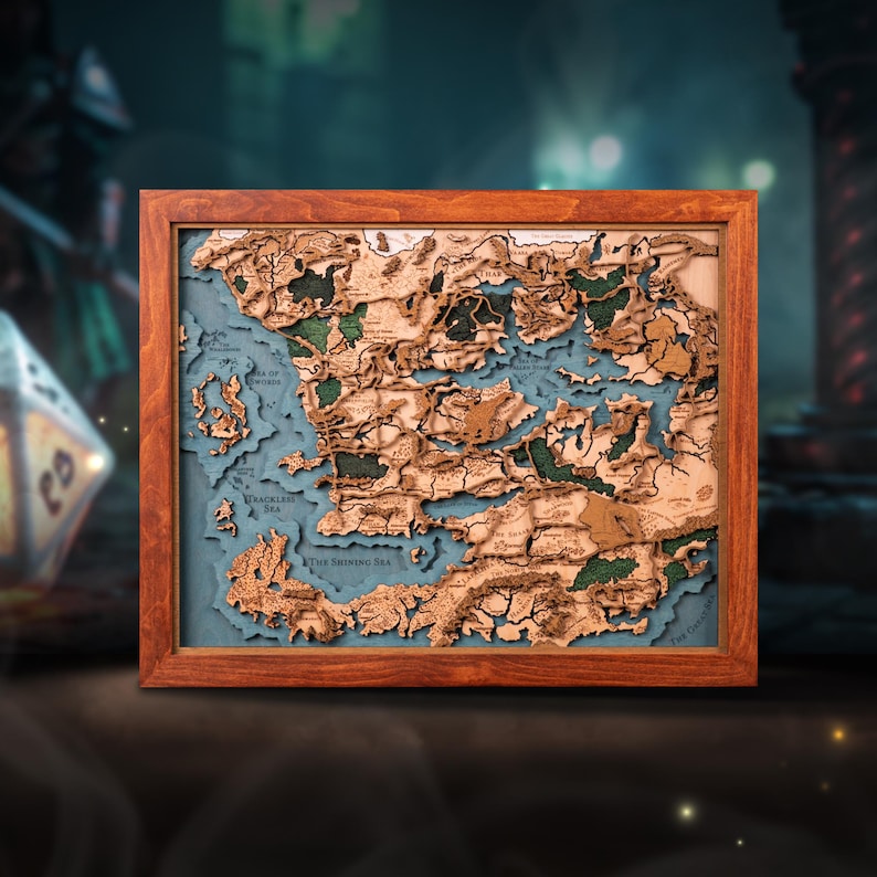 3D Enchanted Continents Wood Map - Personalised 5th Anniversary Gift ...