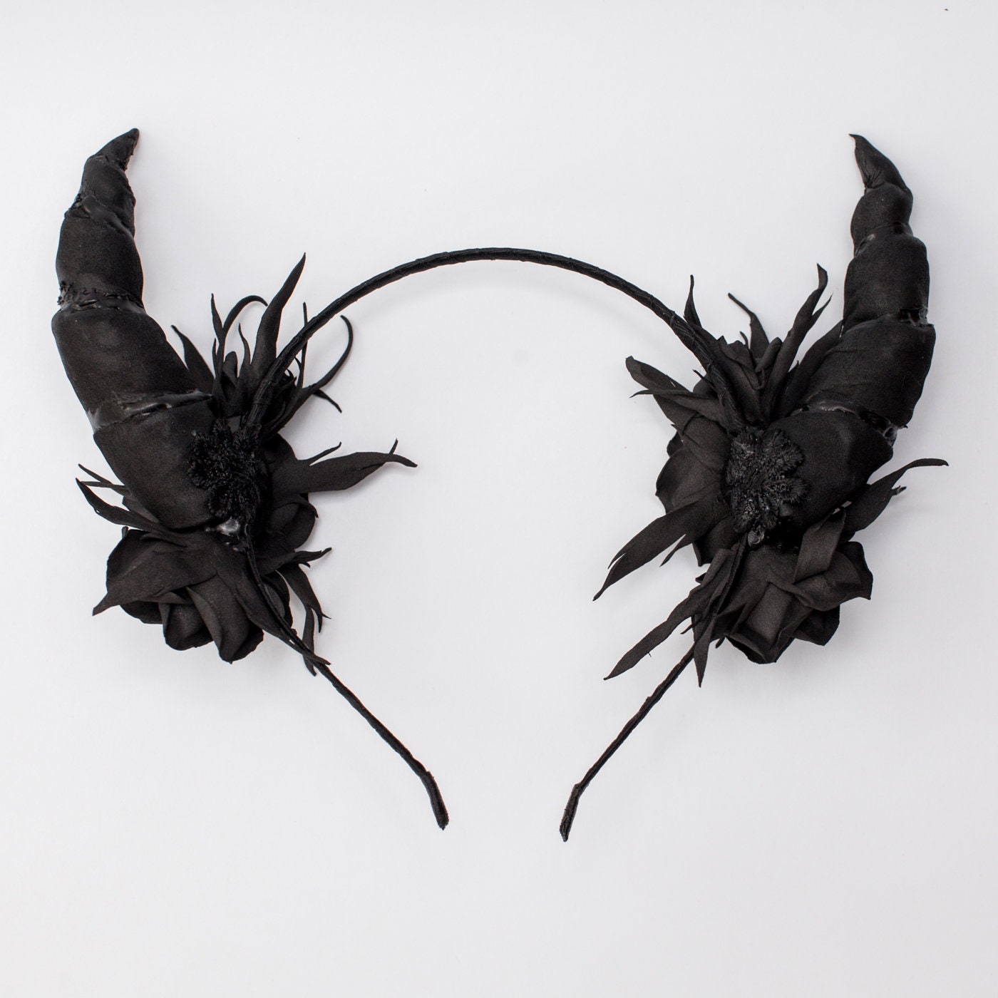 Horns Headband With Realistic Roses. Demon Horns for - Etsy
