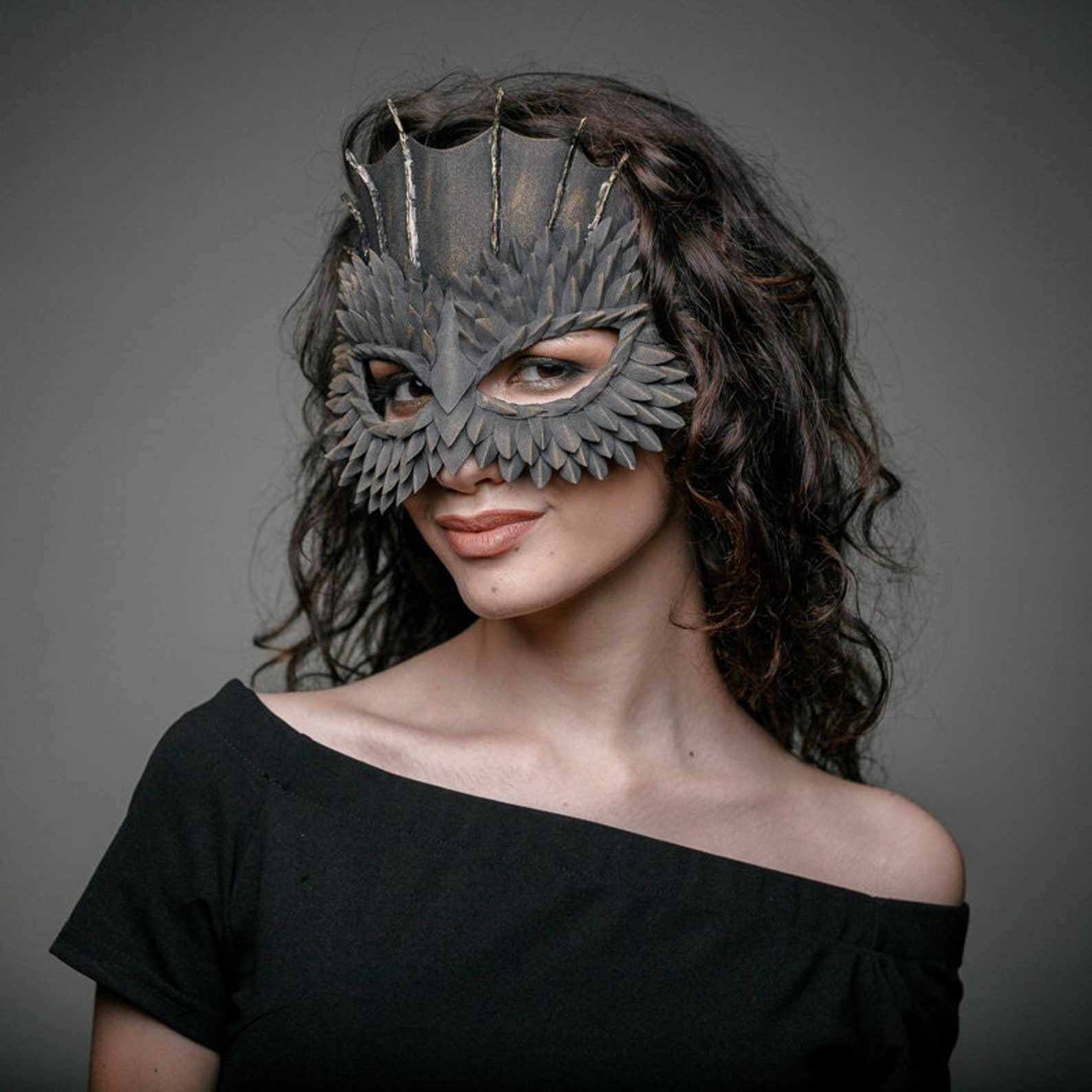 Masquerade Mask Dragon Scales Black With a Golden Tint for - Etsy