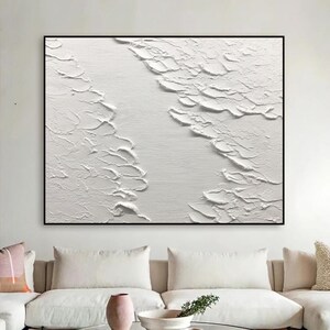 3D White Geometric Textured Painting ,large White Abstract Painting ,white 3D Textured Painting ...