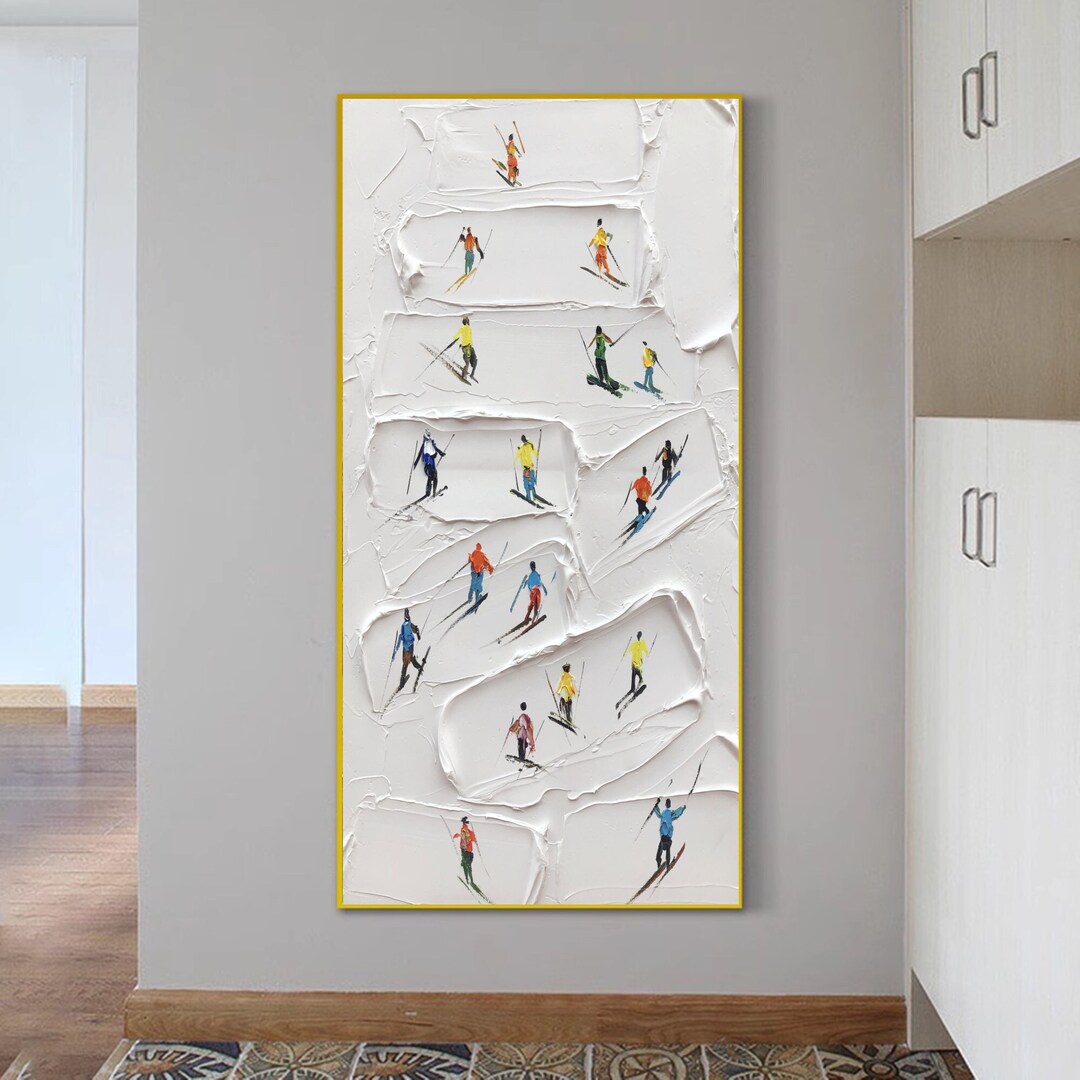 Abstract Winter Skiing Art Painting Snow-themed Oil Canvas - Etsy