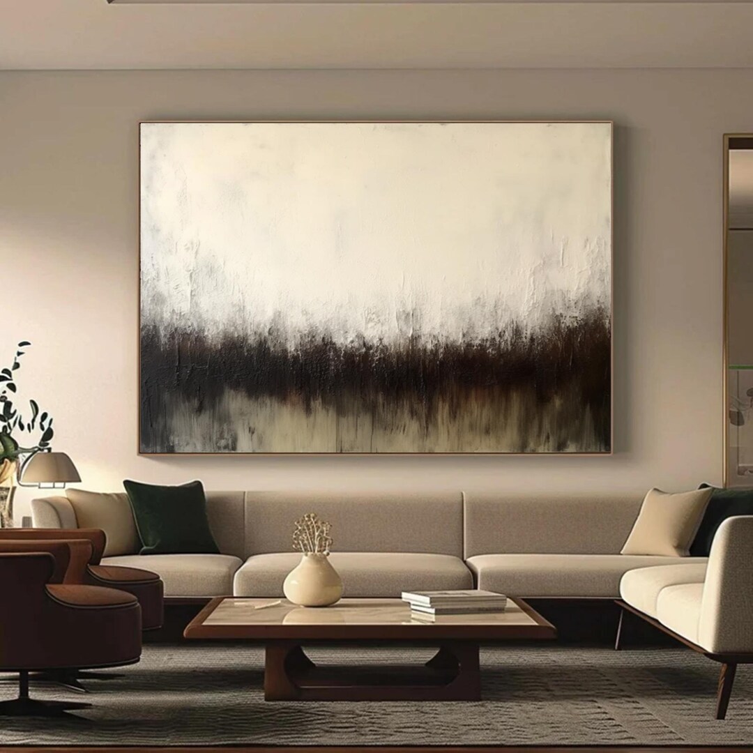 Original Large Beige Abstract Painting, 3D Beige Textured Painting ...