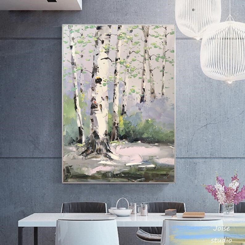 Original wall decoration birch tree paintingOriginal Aspen | Etsy