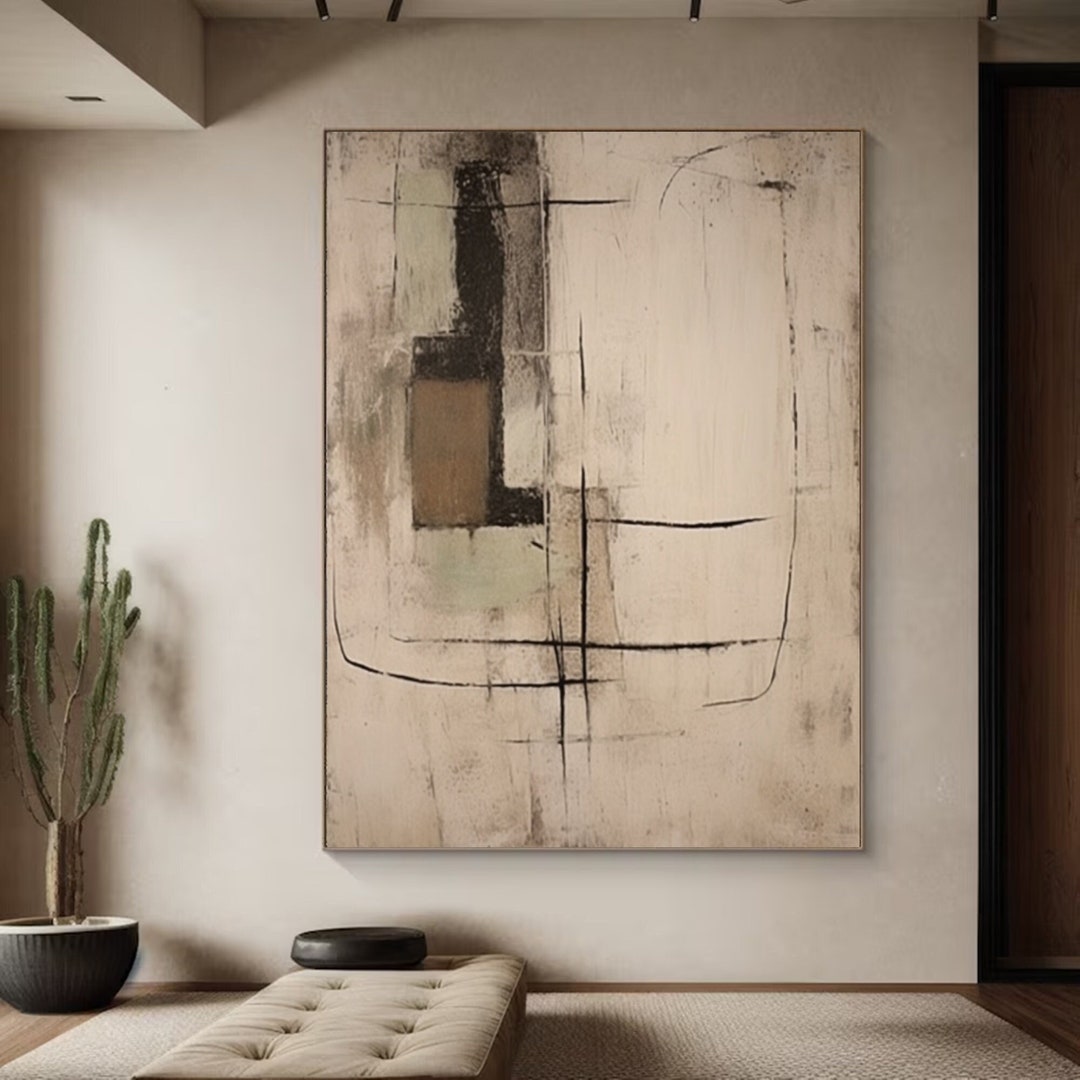 Beige Textured Abstract Painting Modern Minimal Neutral Gallery Wall ...