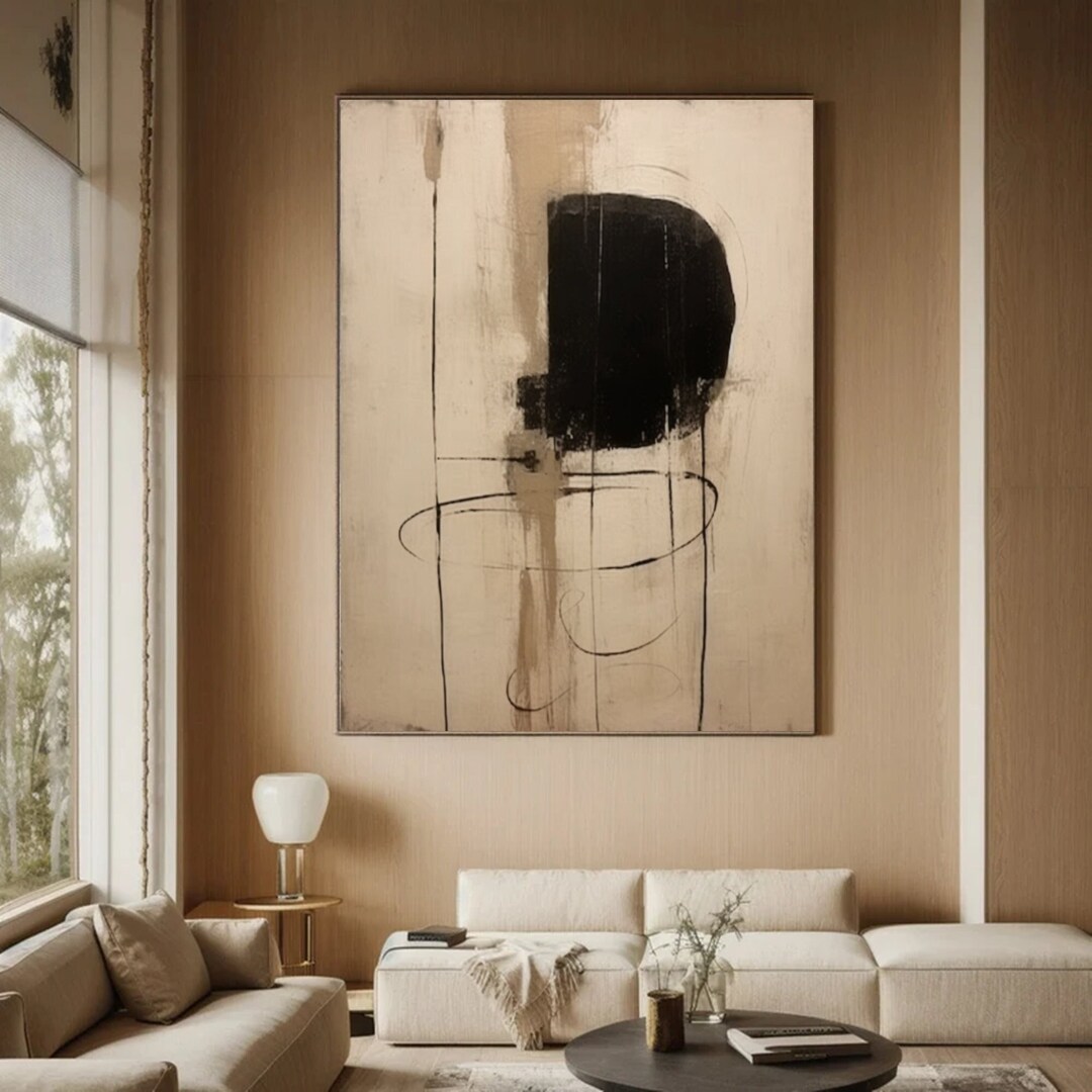 Large Beige 3D Texture Painting Large Beige Oil Painting Contemporary ...