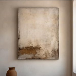 Gran cuadro abstracto beige: arte mural escandinavo moderno - Etsy México