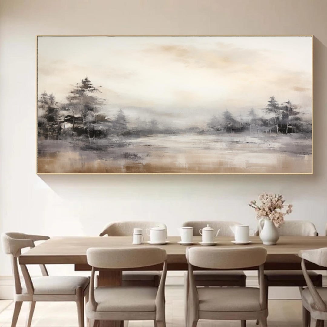 Original Beige Sunset Painting Minimalist Art Custom Living Room Decor ...