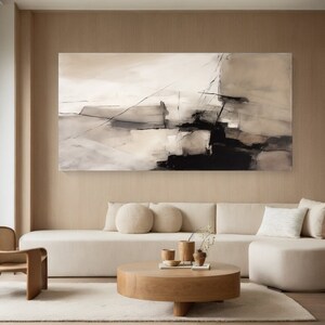 Black and Brown Abstract Painting Large Beige 3D Texture Painting ...