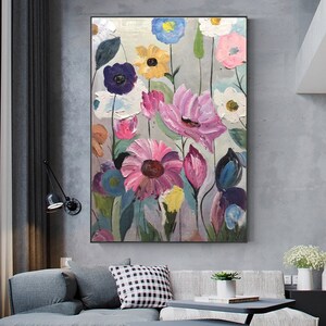 Large Abstract Flower Painting,abstract Plant Painting Floral Canvas ...