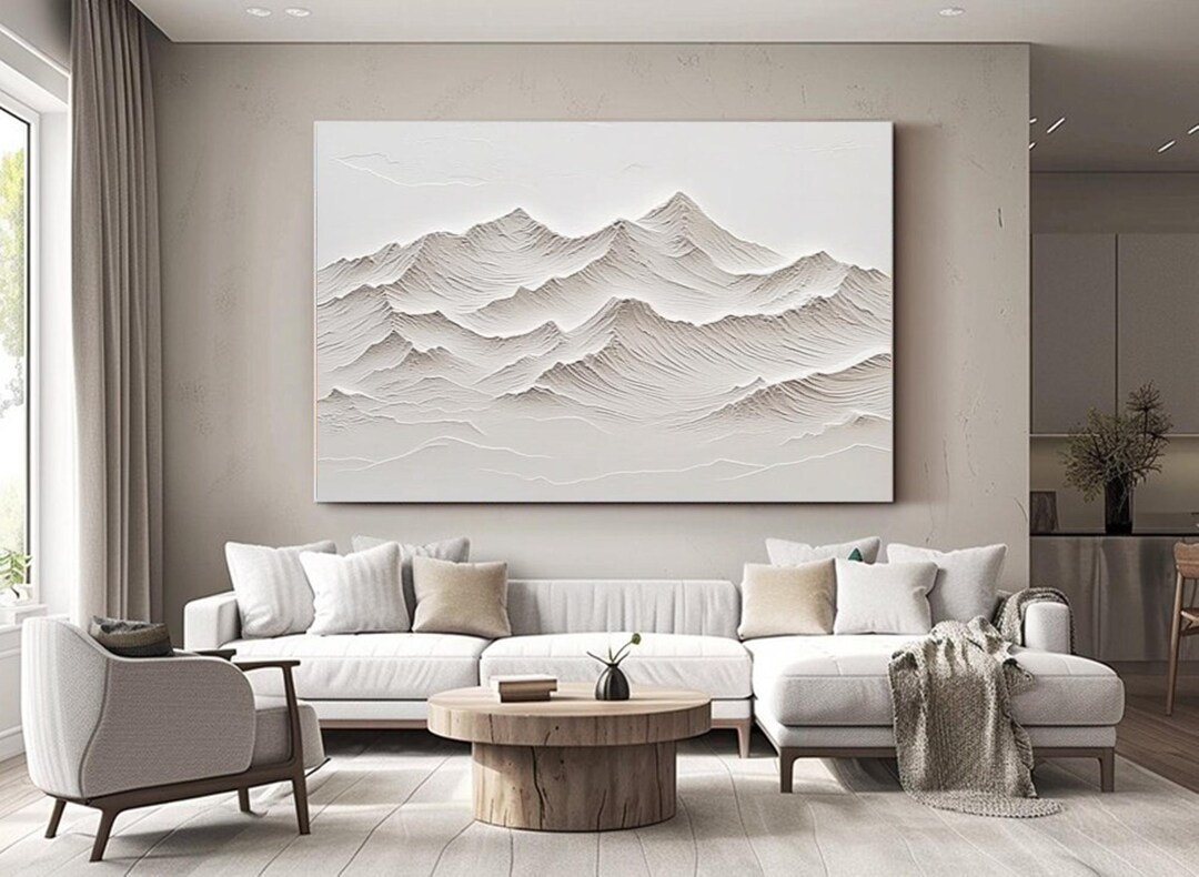 Textured Mountain Painting: 3D Plaster Wall Art, Framed Canvas - Etsy