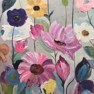 Large Abstract Flower Painting,abstract Plant Painting Floral Canvas ...