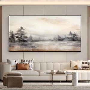 Original Beige Sunset Painting Minimalist Art Custom Living Room Decor ...