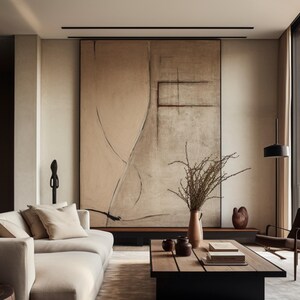 Large Geometric Abstract Painting Beige Abstract Painting Geometric ...