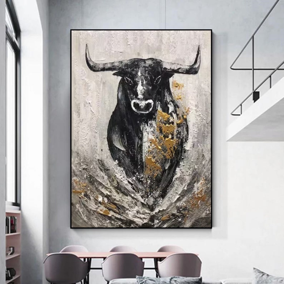 Original Abstract Painting, Classical Bull Oil Painting on Canvas ...