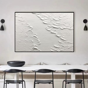 3D White Geometric Textured Painting ,large White Abstract Painting ,white 3D Textured Painting ...