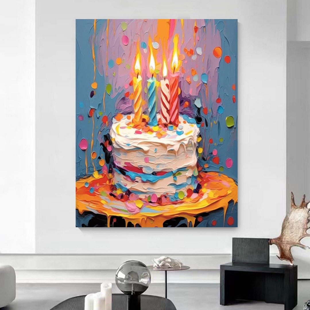 Large Cake Oil Painting Still Life Artwork Abstract Cake Oil Painting ...