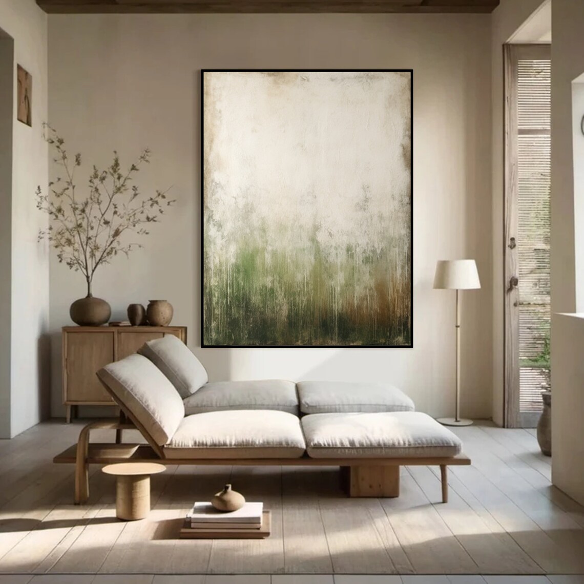 Green Texture Canvas Art: Large Abstract Wabi-sabi Painting - Etsy