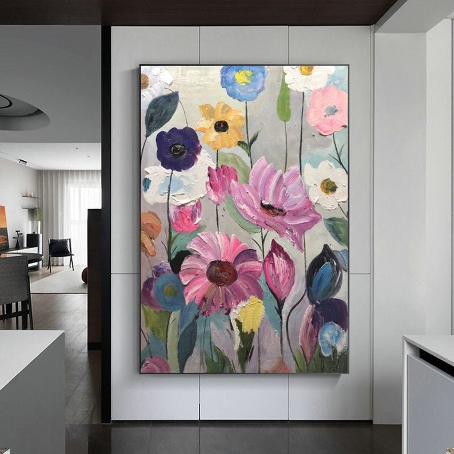 Large Abstract Flower Paintingabstract Plant Painting Floral - Etsy