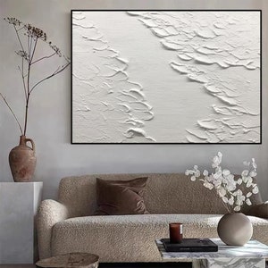 3D White Geometric Textured Painting ,large White Abstract Painting ...